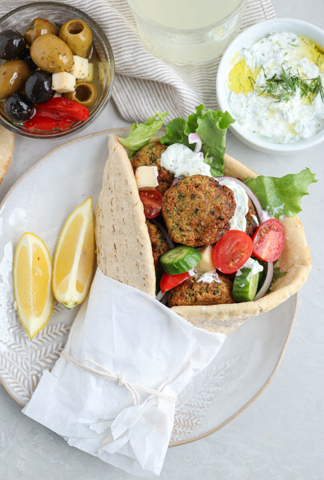 Falafel Pitas (with Homemade Tzatziki Sauce) - Wholly Tasteful