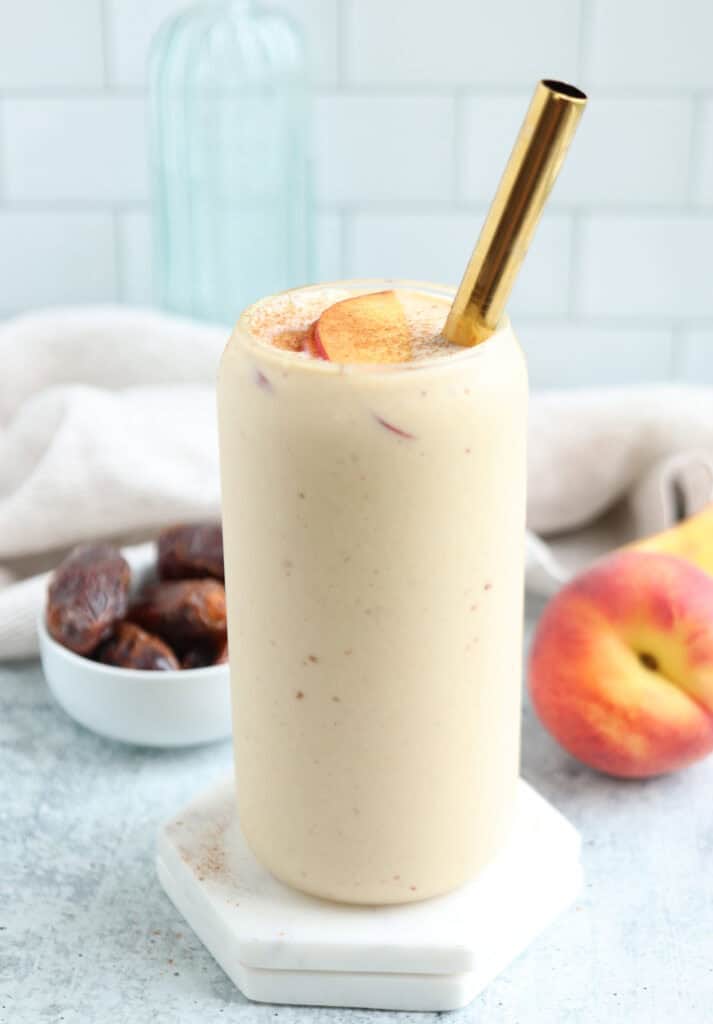 Healthy Peach Yogurt Smoothie (High Protein) - Wholly Tasteful